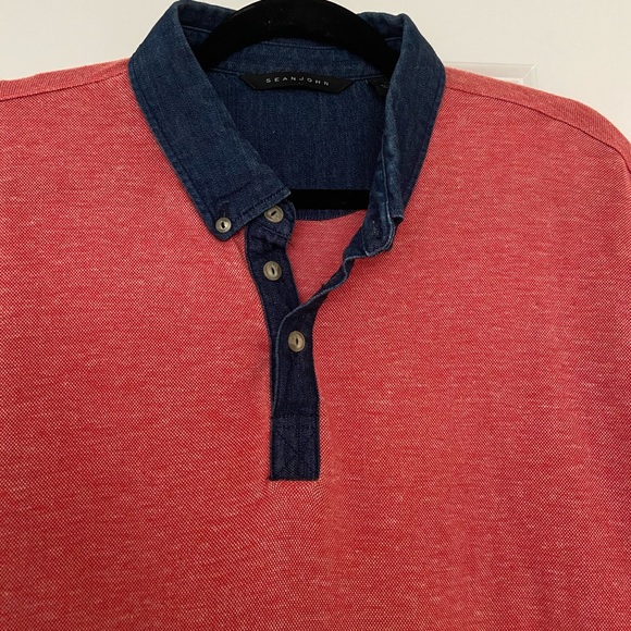 Sean John | Shirts | Sean John Polo With Denim Collar | Poshmark